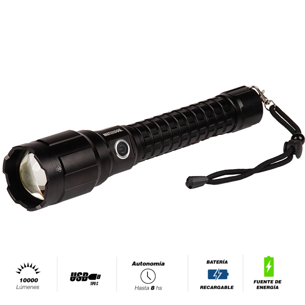 Linterna de Mano Recargable 1000 lumens Waterdog - Celular Park